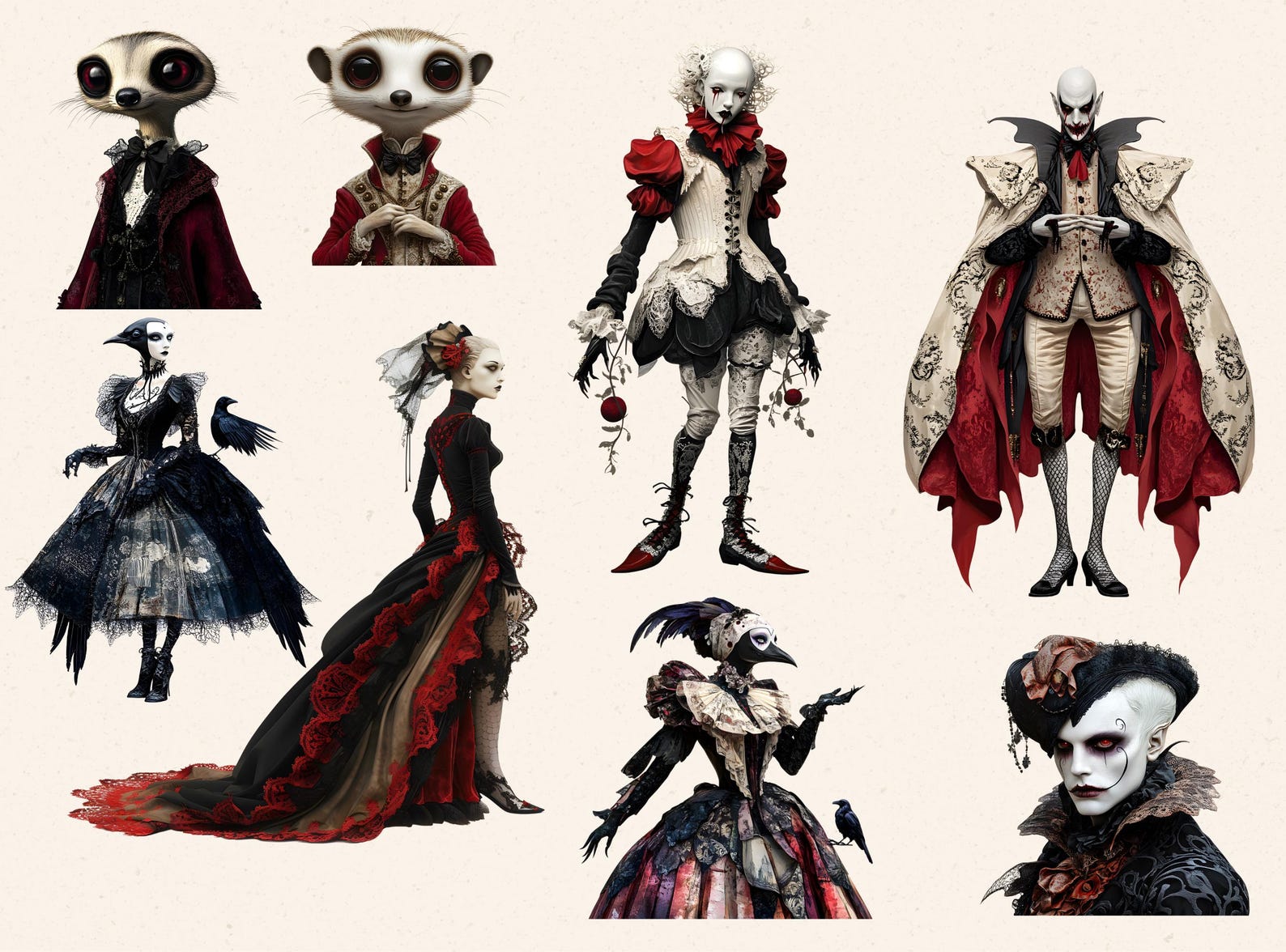 Peculiar People Clipart, Quirky People Clipart, Gothic Doll Clipart ...