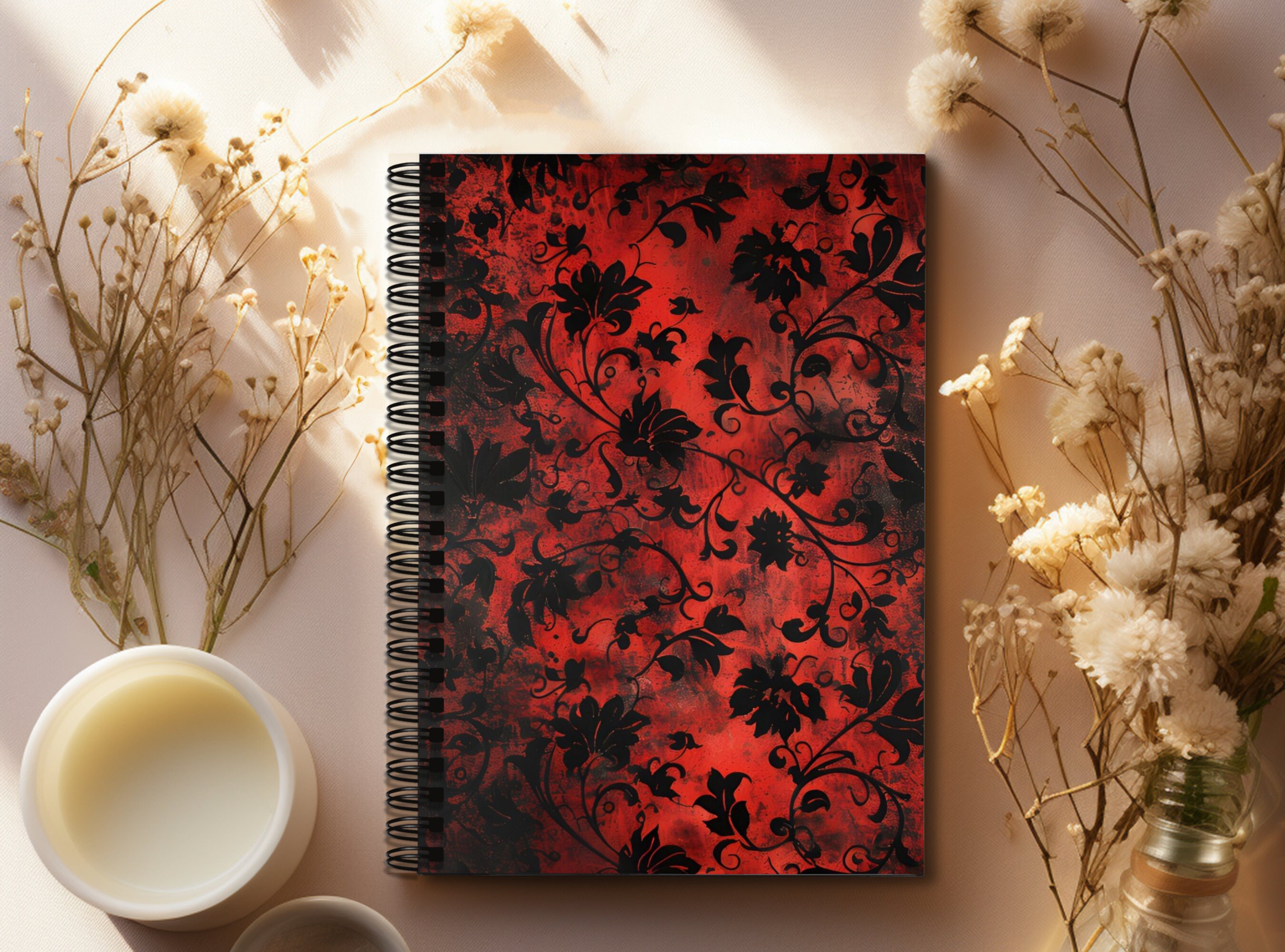 Red and Black Floral Junk Journal Pages, Gothic Red Rose Junk Journal ...
