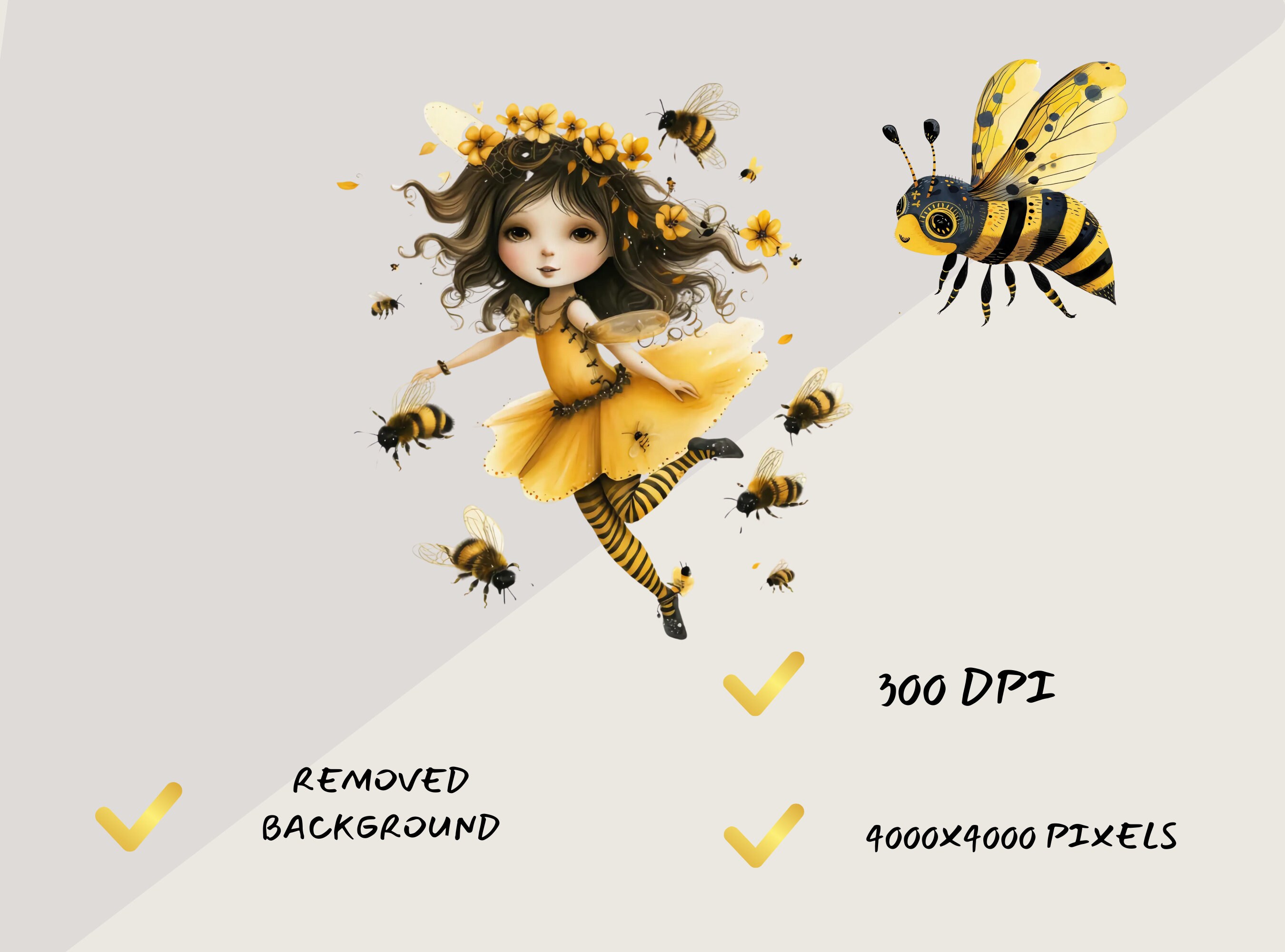 Printable Bees Clipart, Bees Clipart Commercial Use, Woodland Fairy ...