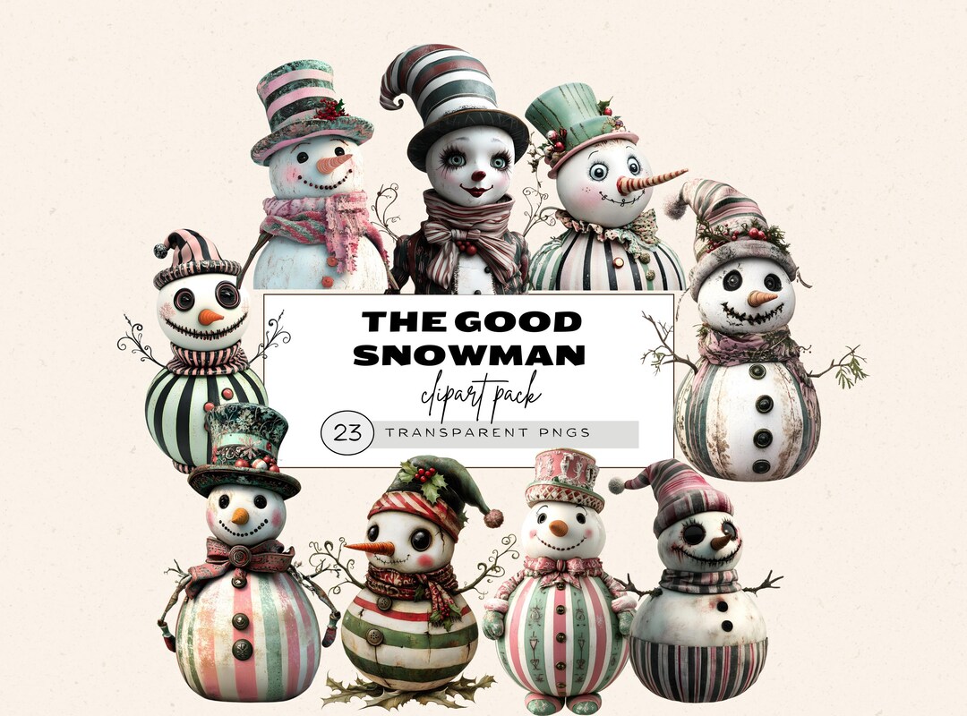 Quirky Snowman Clipart, Cute and Funny Snowman Clipart, Snowman With ...