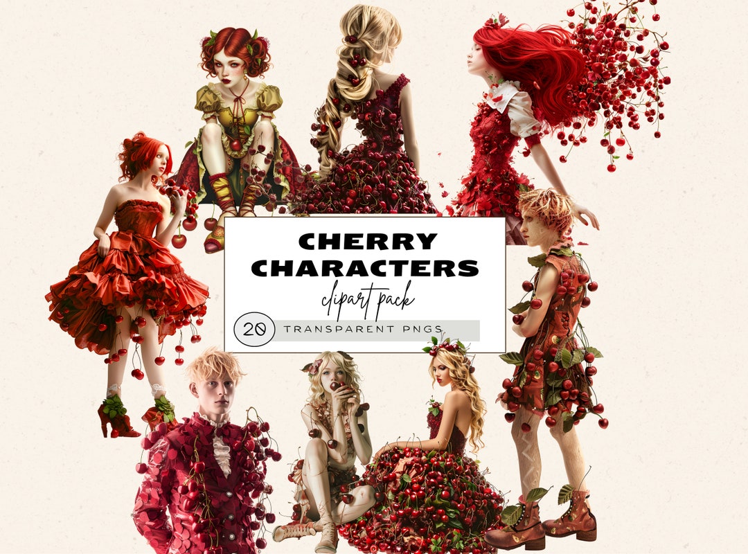 Cherry People Clipart, Surreal Cherry Characters, Peculiar People ...
