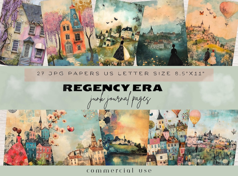Regency Era Junk Journal Pages, Regency Era Digital Background, Regency ...