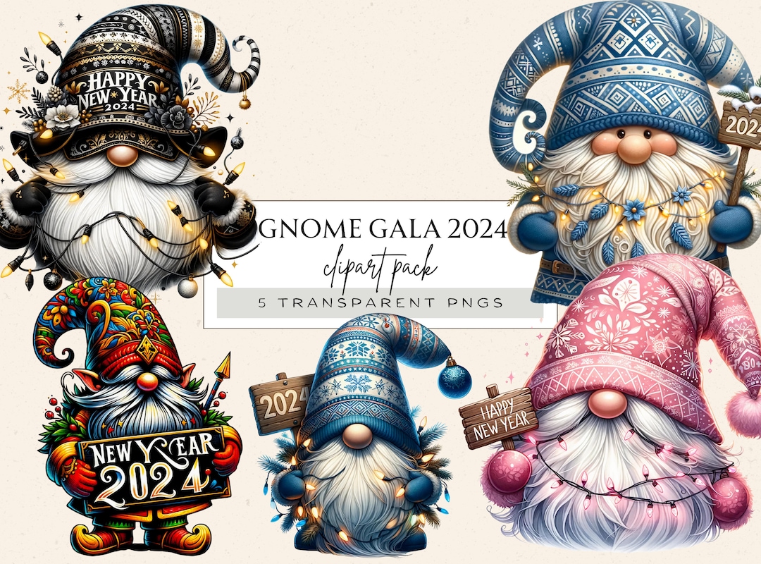New Year Gnomes Clipart, Happy New Year Gnome Png, Lovely Gnomes ...