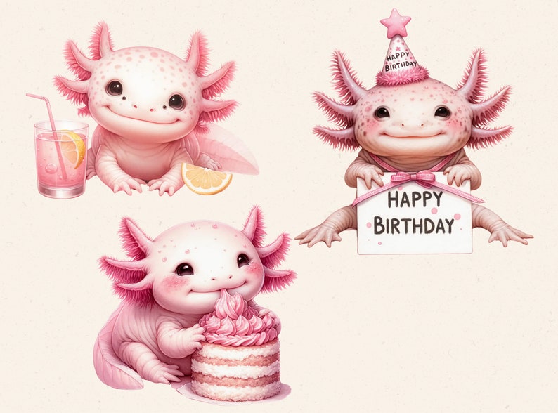 Axolotl Birthday Png, Axolotl Shirt Png, Cute Axolotl Png, Pink Axolotl ...