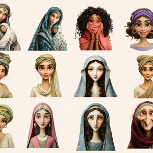 New Testament Bible Character Clipart, Bible Stories Clipart, Women of ...