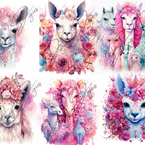 Watercolor Llama Bundle Clipart, Watercolor Llama Png, Watercolor ...