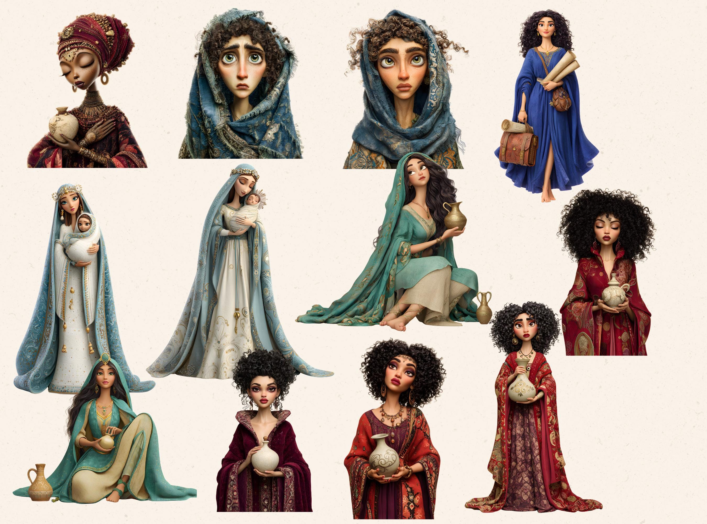 New Testament Bible Character Clipart, Bible Stories Clipart, Women of ...