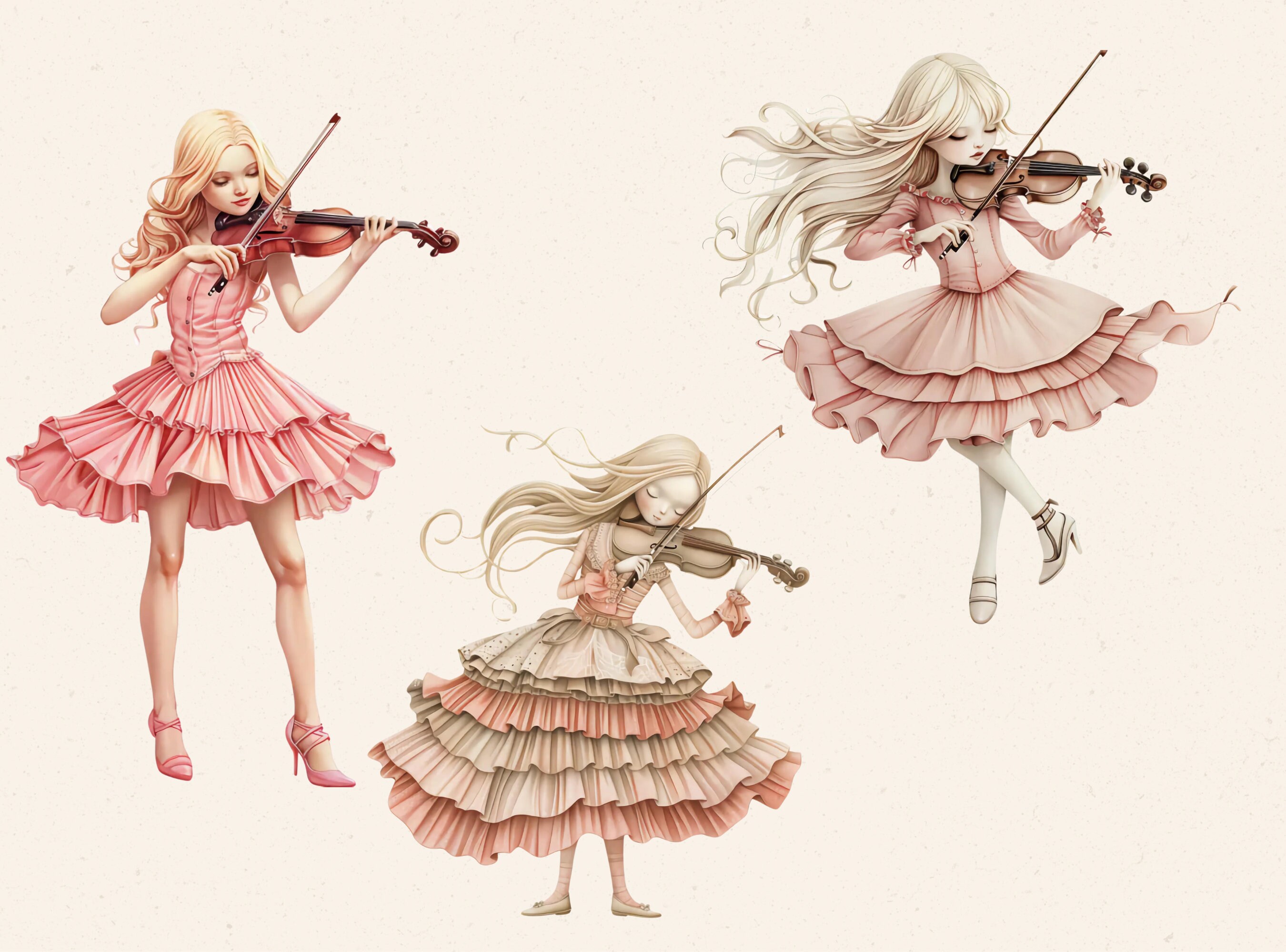 Fiddle Png, Musician Clipart, Pink Girl Playing the Violin, Violin Girl ...