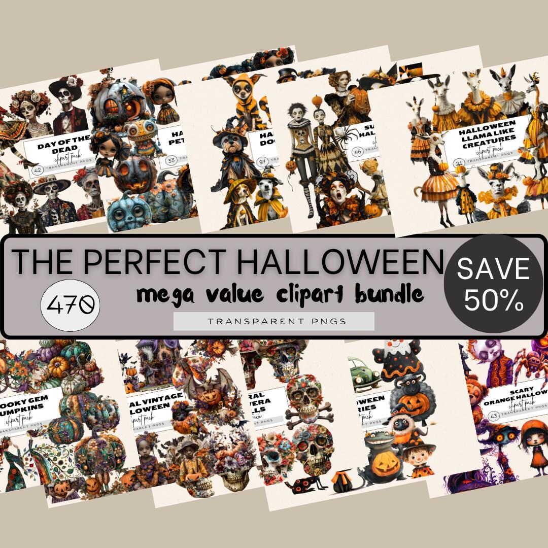 Halloween Clipart Mega Bundle, Halloween Dog Breeds Clipart, Quirky ...