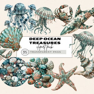 Deep Sea Clipart, Undersea Clipart, Watercolor Ocean Lover Clipart ...