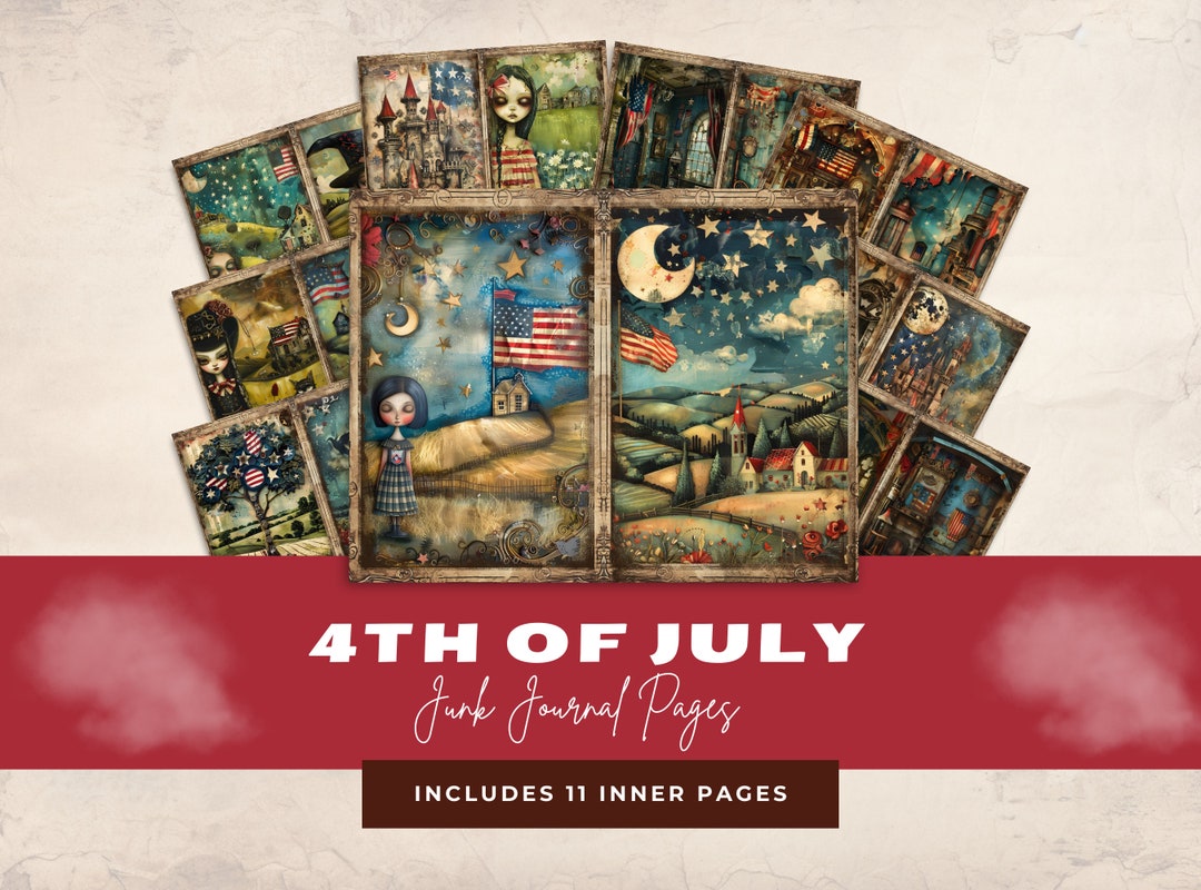 4th of July Junk Journal Kit, American Holiday Digital Paper, American ...