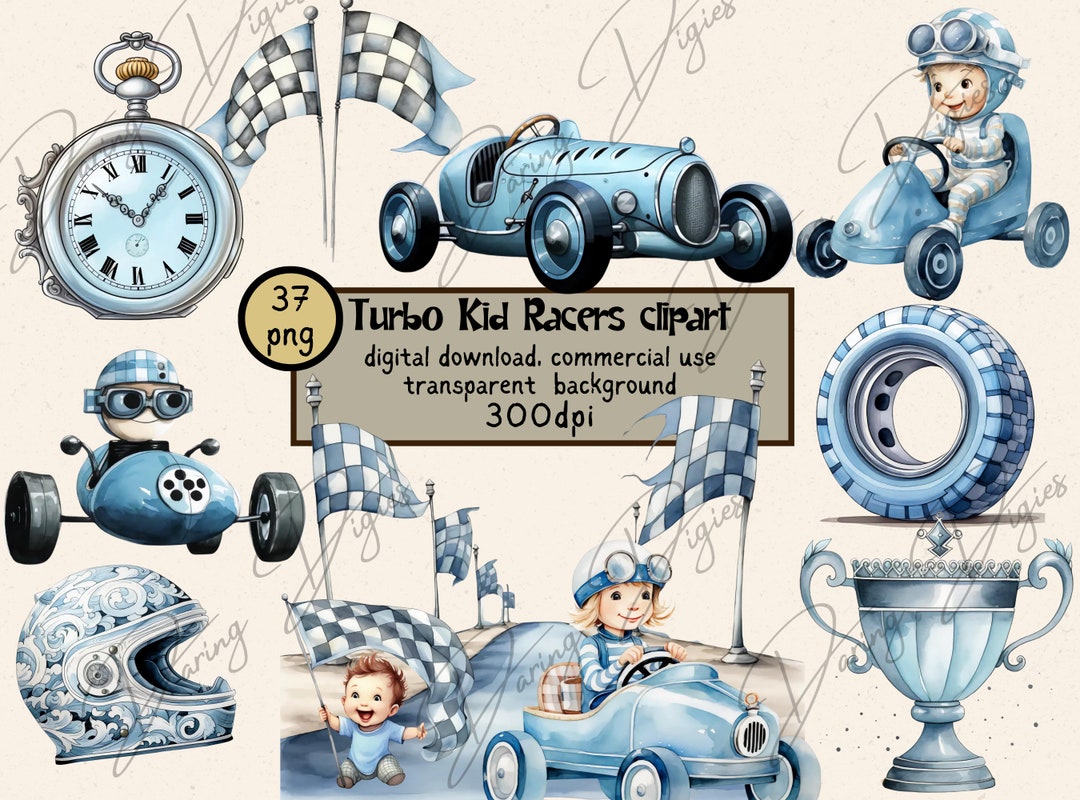 Retro Race Car Clipart, Race Car Birthday Clipart, Racing Cars Clipart ...
