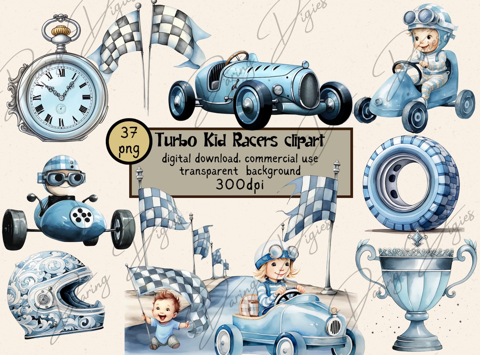 Retro Race Car Clipart, Race Car Birthday Clipart, Racing Cars Clipart ...