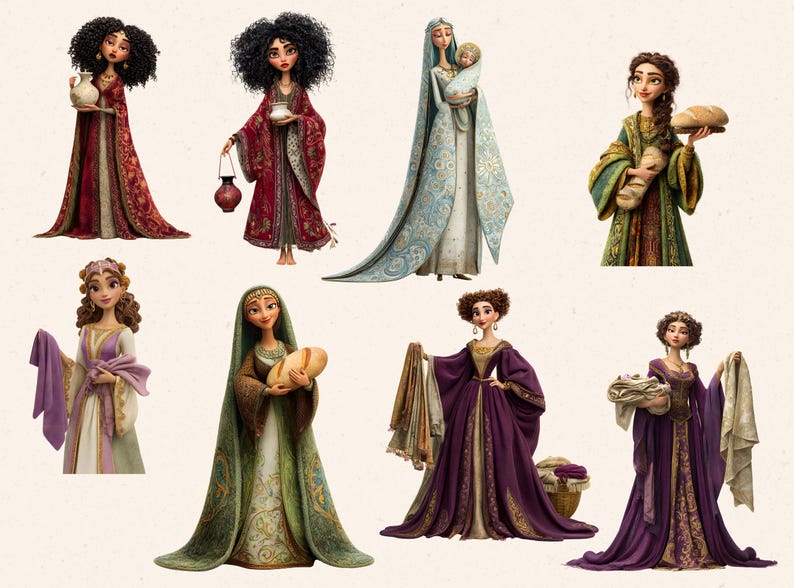 New Testament Bible Character Clipart, Bible Stories Clipart, Women of ...