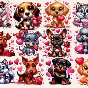 Valentines Puppies Clipart, Dog Breeds Clipart, Valentine Dog Breeds ...