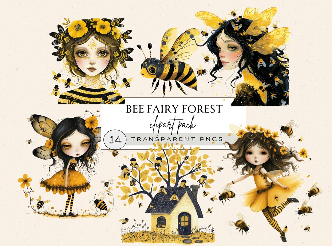 Printable Bees Clipart, Bees Clipart Commercial Use, Woodland Fairy ...