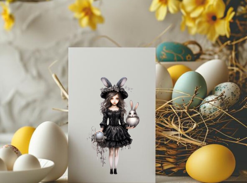 Goth Doll Clipart, Gothic Easter Clipart, Whimsical Dolls Clipart ...