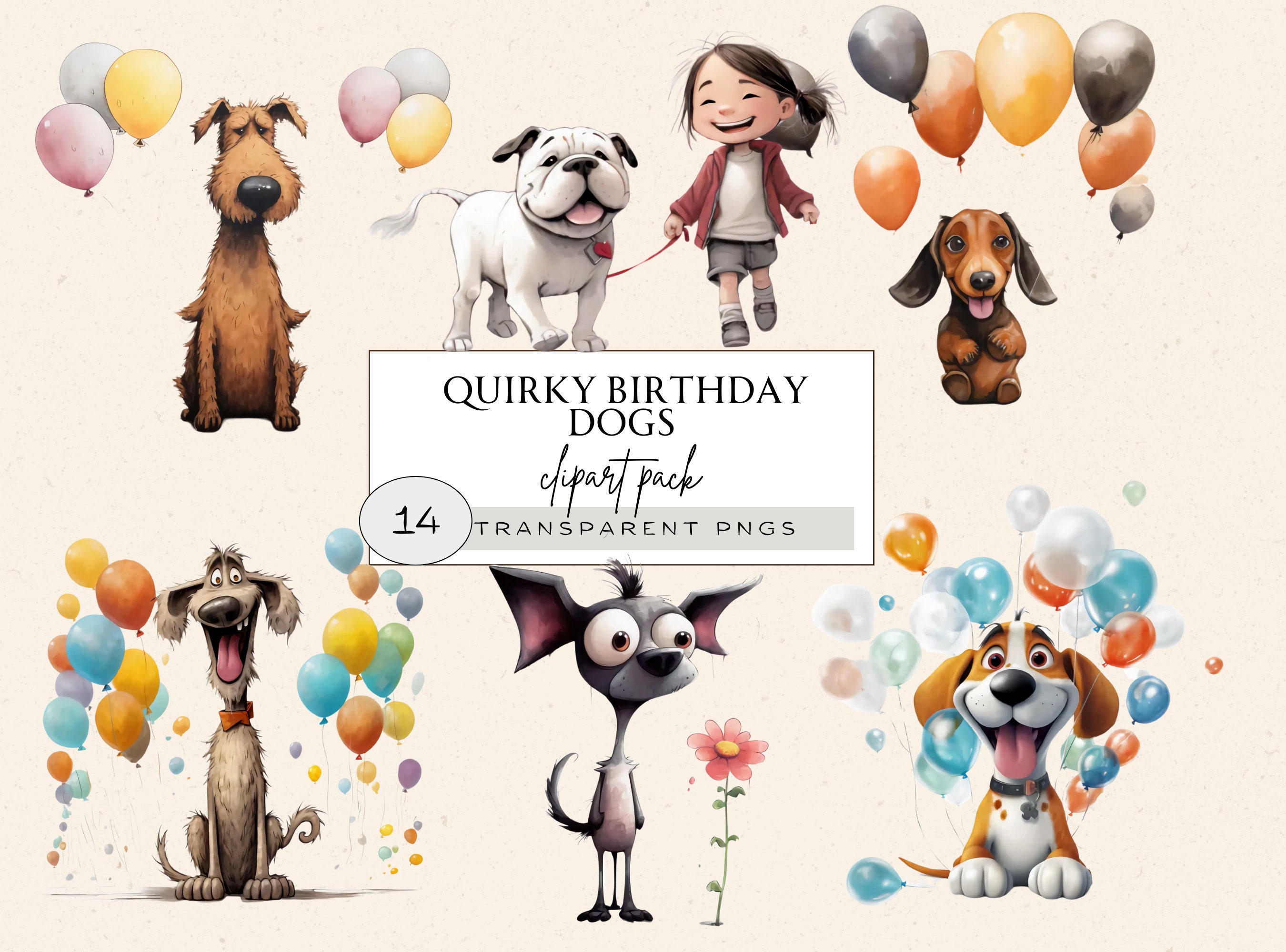 Quirky Dogs Clipart, Quirky Clipart, Quirky Animals Clipart, Quirky ...