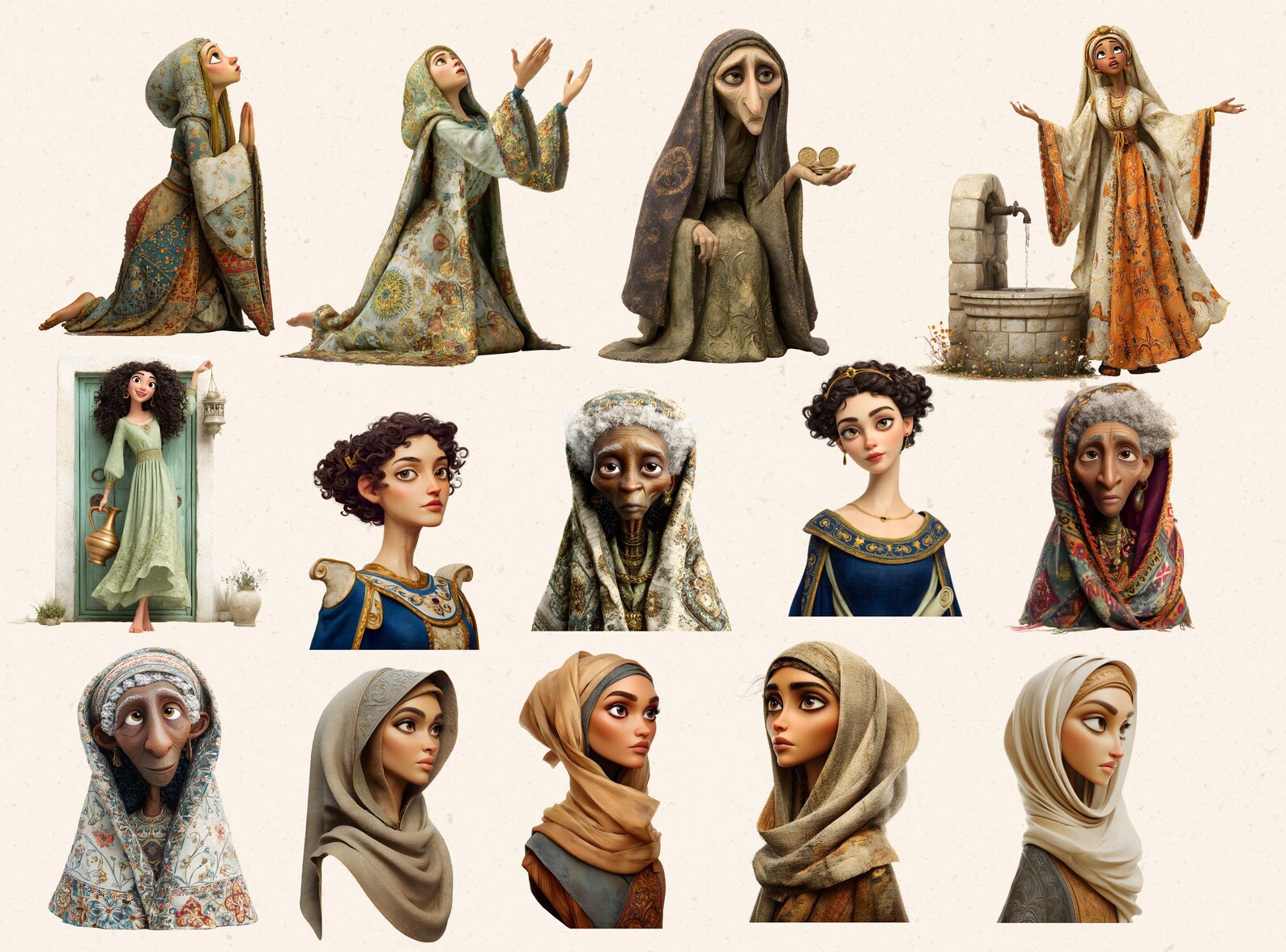 New Testament Bible Character Clipart, Bible Stories Clipart, Women of ...