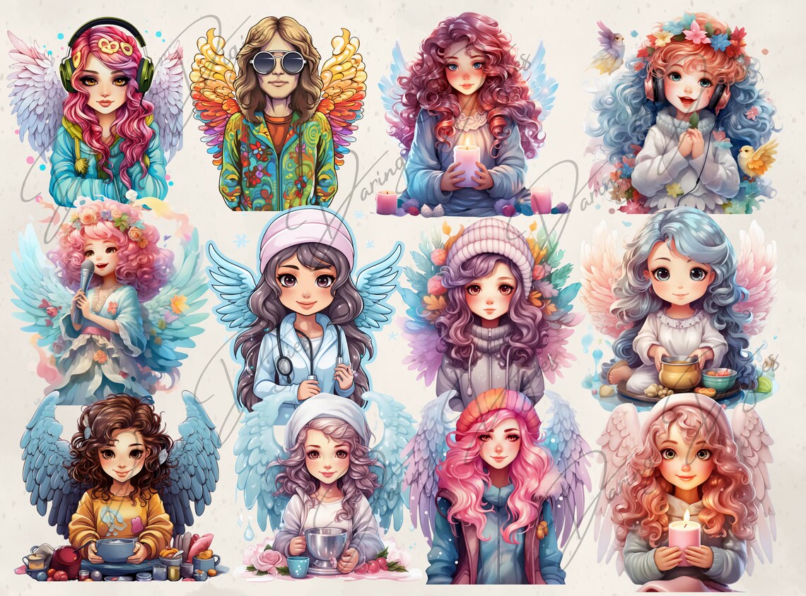 Heavenly Angel Clipart, Angel Fairy Clipart, Various Guardian Angels ...