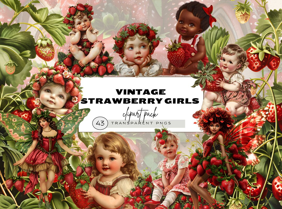 Strawberry Baby Girl Clipart, Strawberry Girl, Victorian Little Girl ...