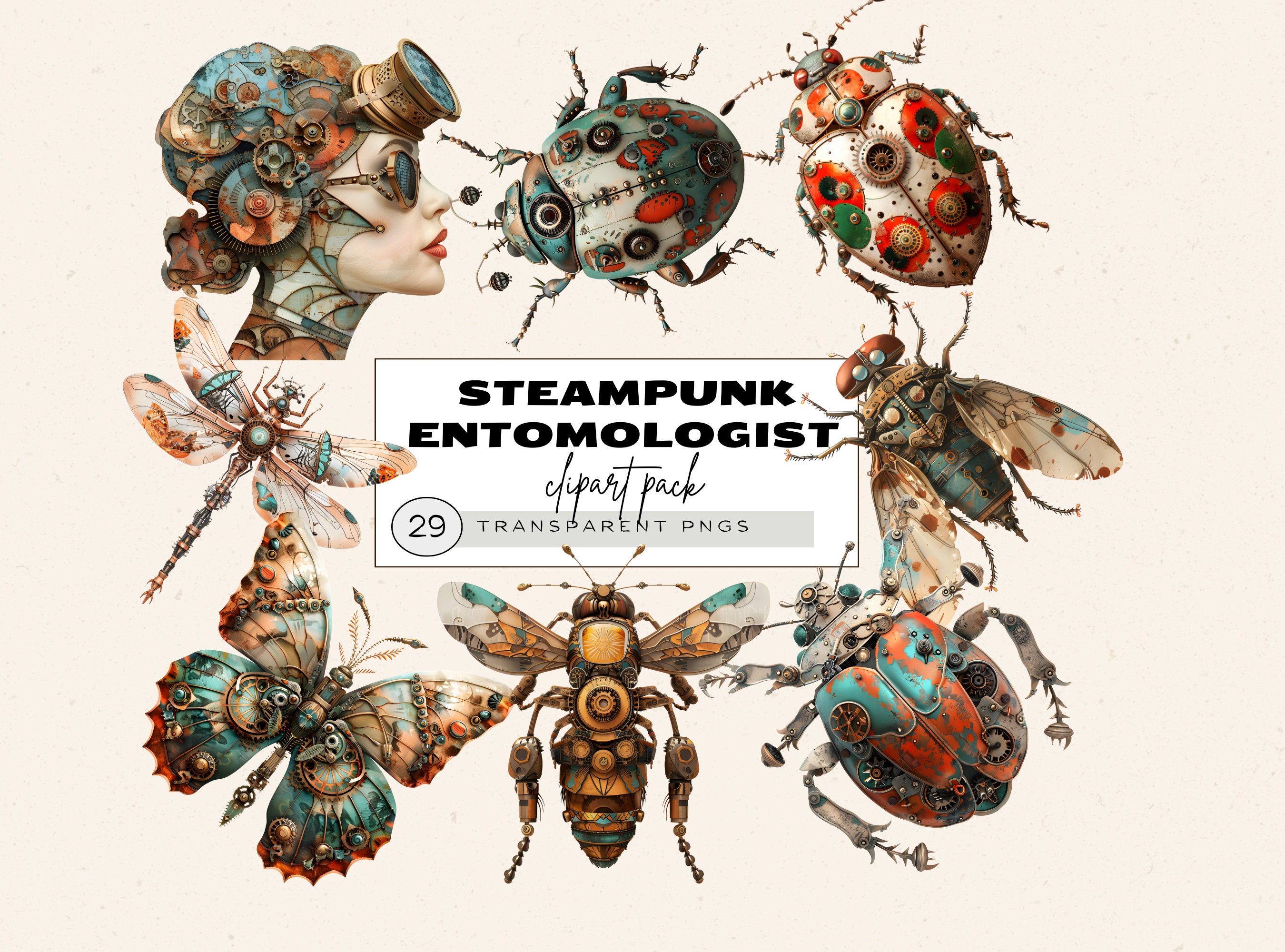 Steampunk Girl Clipart, Steampunk Insect Clipart, Insect Dragon Clipart ...