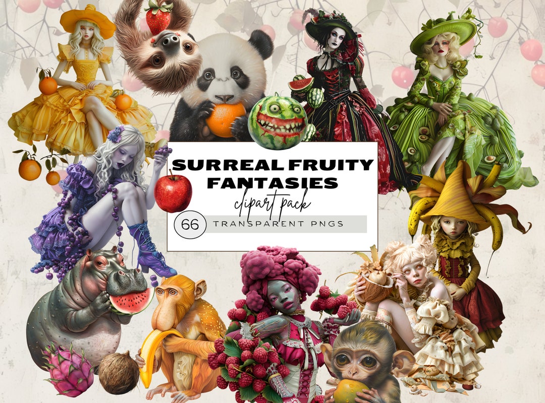 Quirky People Clipart, Surreal Clipart, Whimsical Clipart, Summer Fruit ...