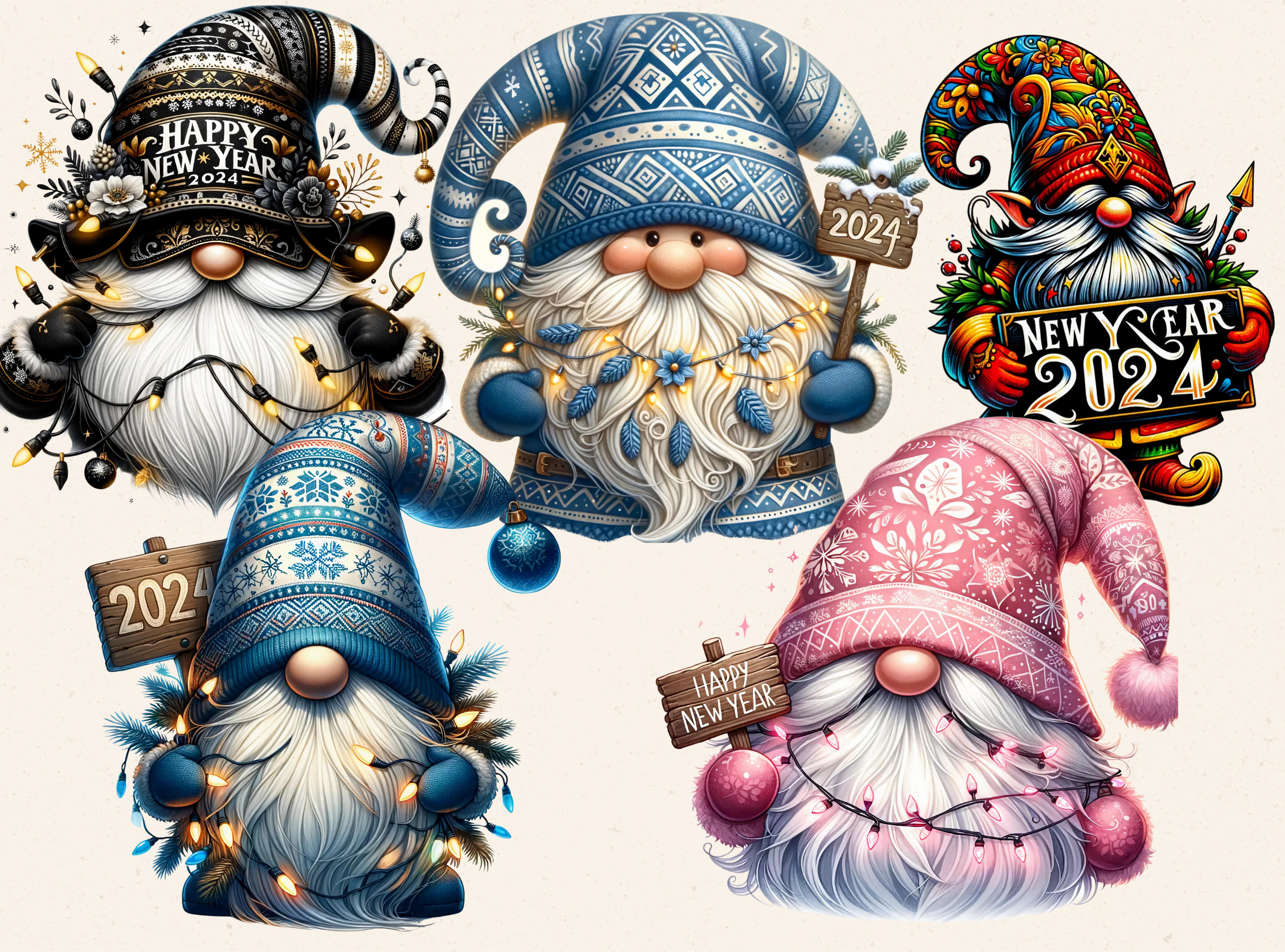 New Year Gnomes Clipart, Happy New Year Gnome Png, Lovely Gnomes ...