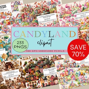 Candyland Clipart, Clipart Village in Snowy, Candy Land Png, Vintage ...