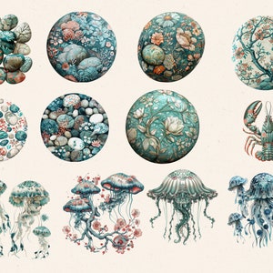Deep Sea Clipart, Undersea Clipart, Watercolor Ocean Lover Clipart ...