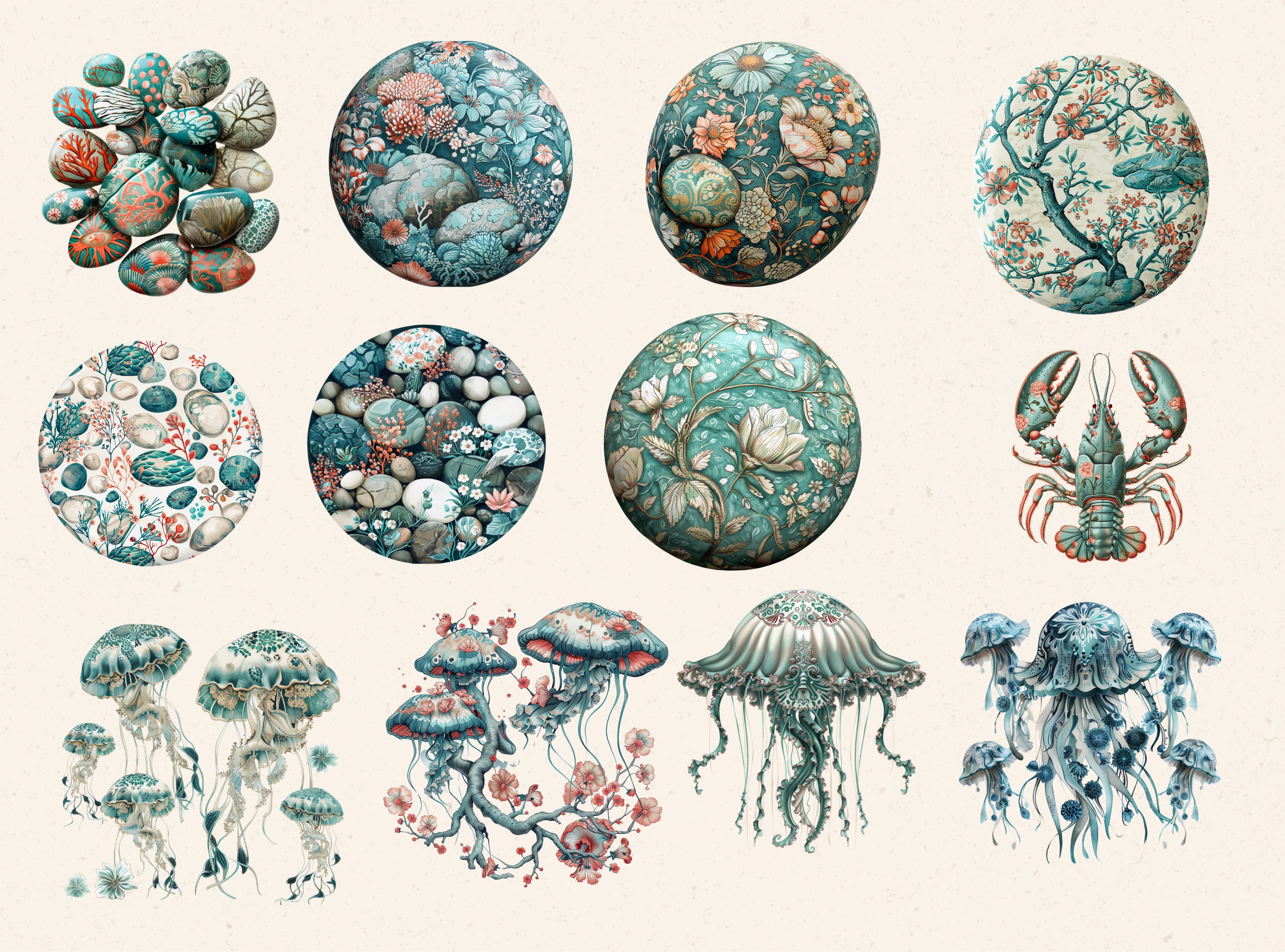 Deep Sea Clipart, Undersea Clipart, Watercolor Ocean Lover Clipart ...