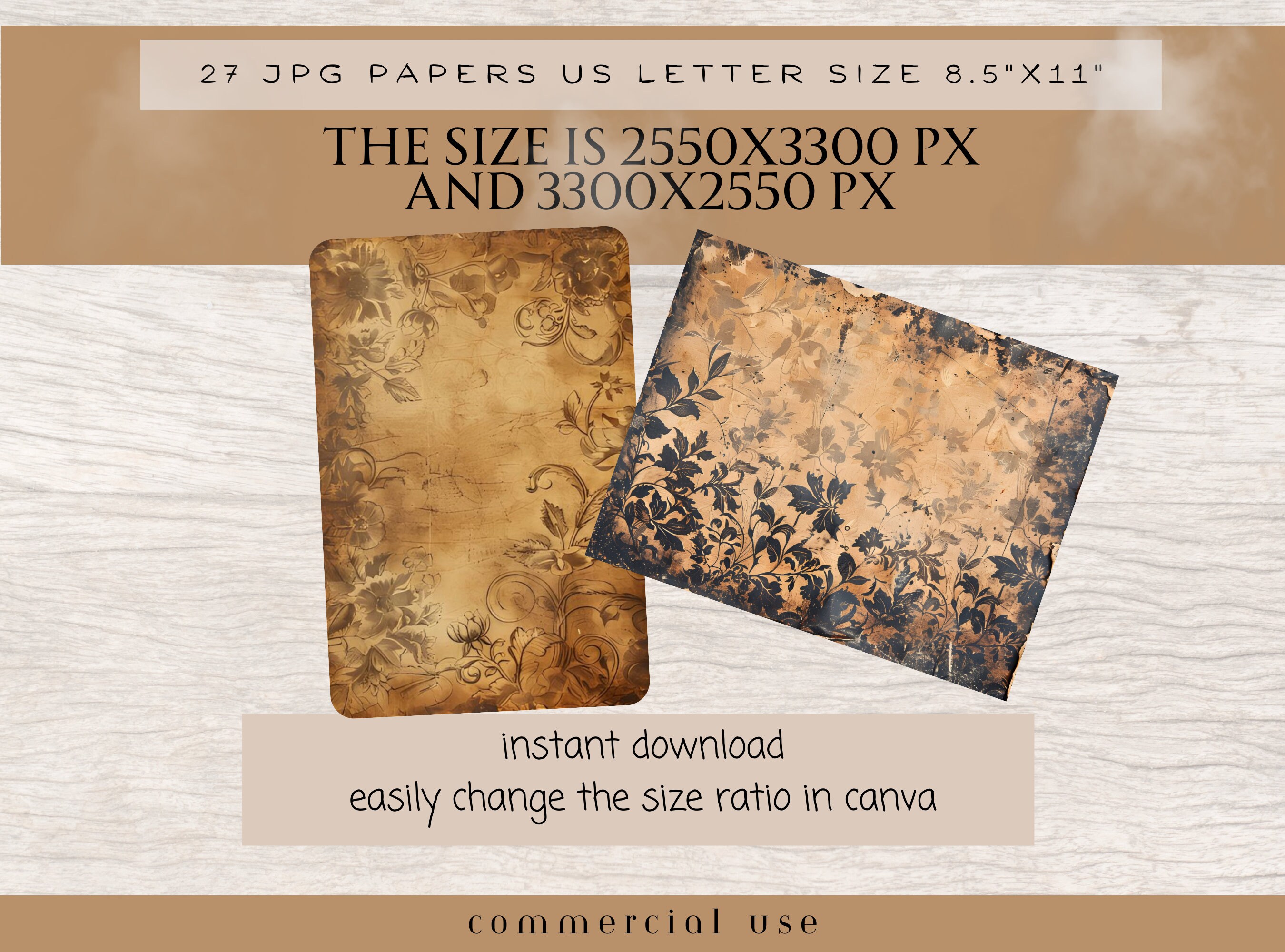 Neutral Junk Journal Kit, Junk Journal Base, Floral Junk Journal Page ...