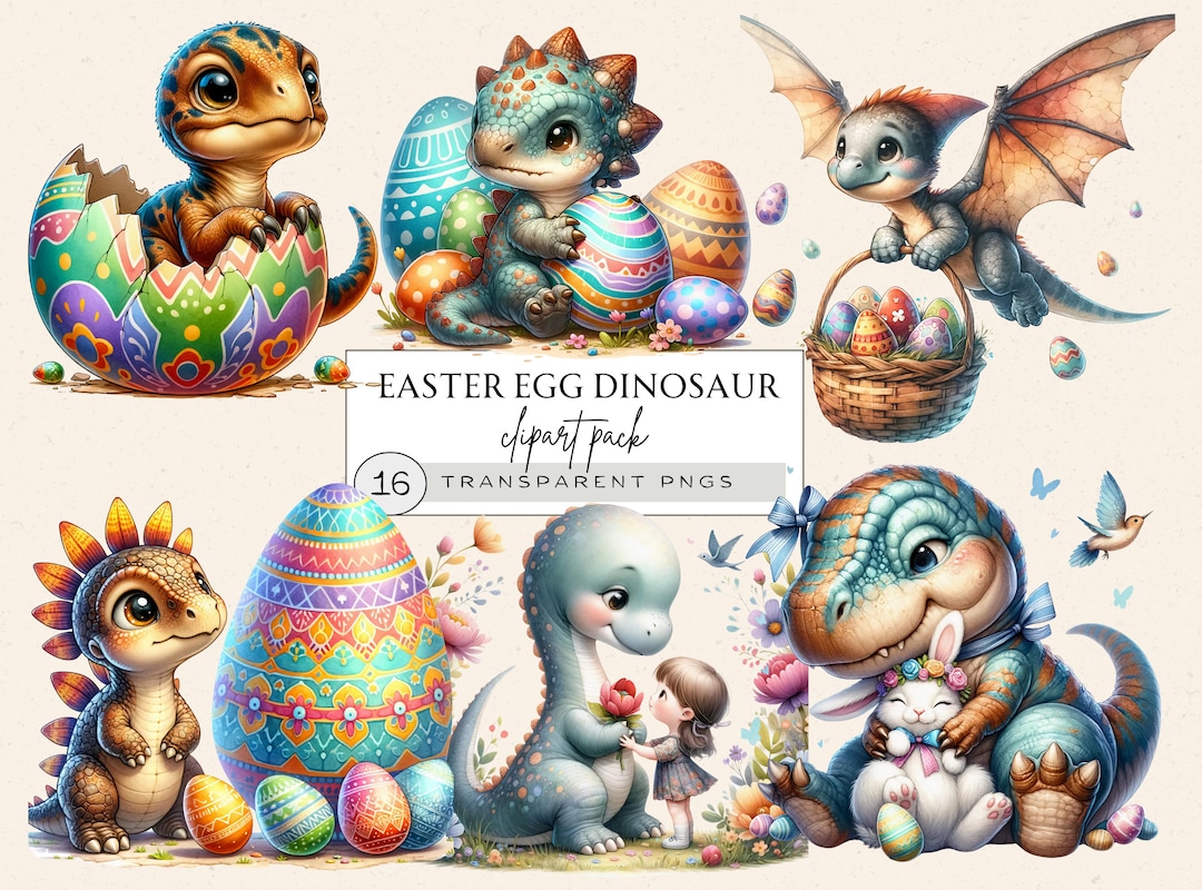 Watercolor Baby Dinosaur Clipart, Easter Dinosaur Clipart, Girly ...