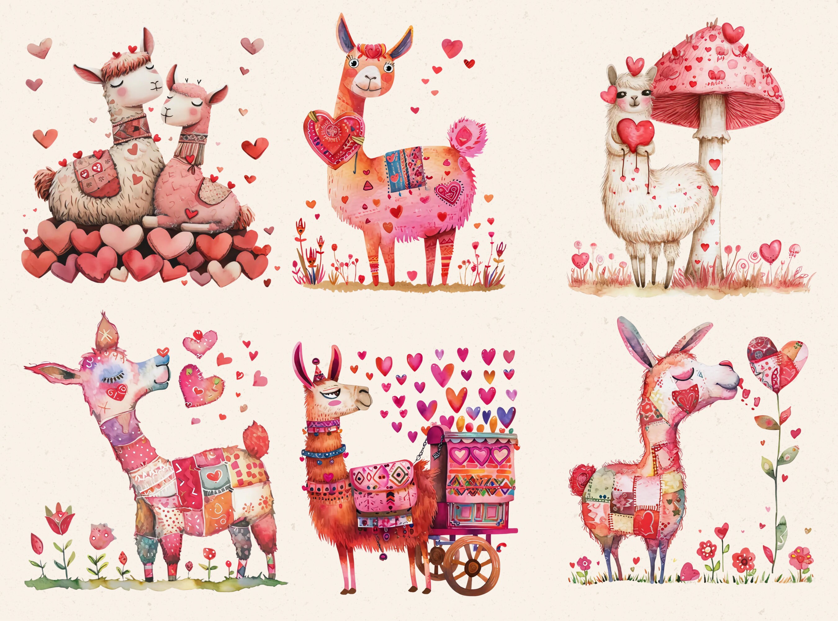 Valentine Llama Png, Llama Birthday Png, Llama Mug Png, Watercolor ...