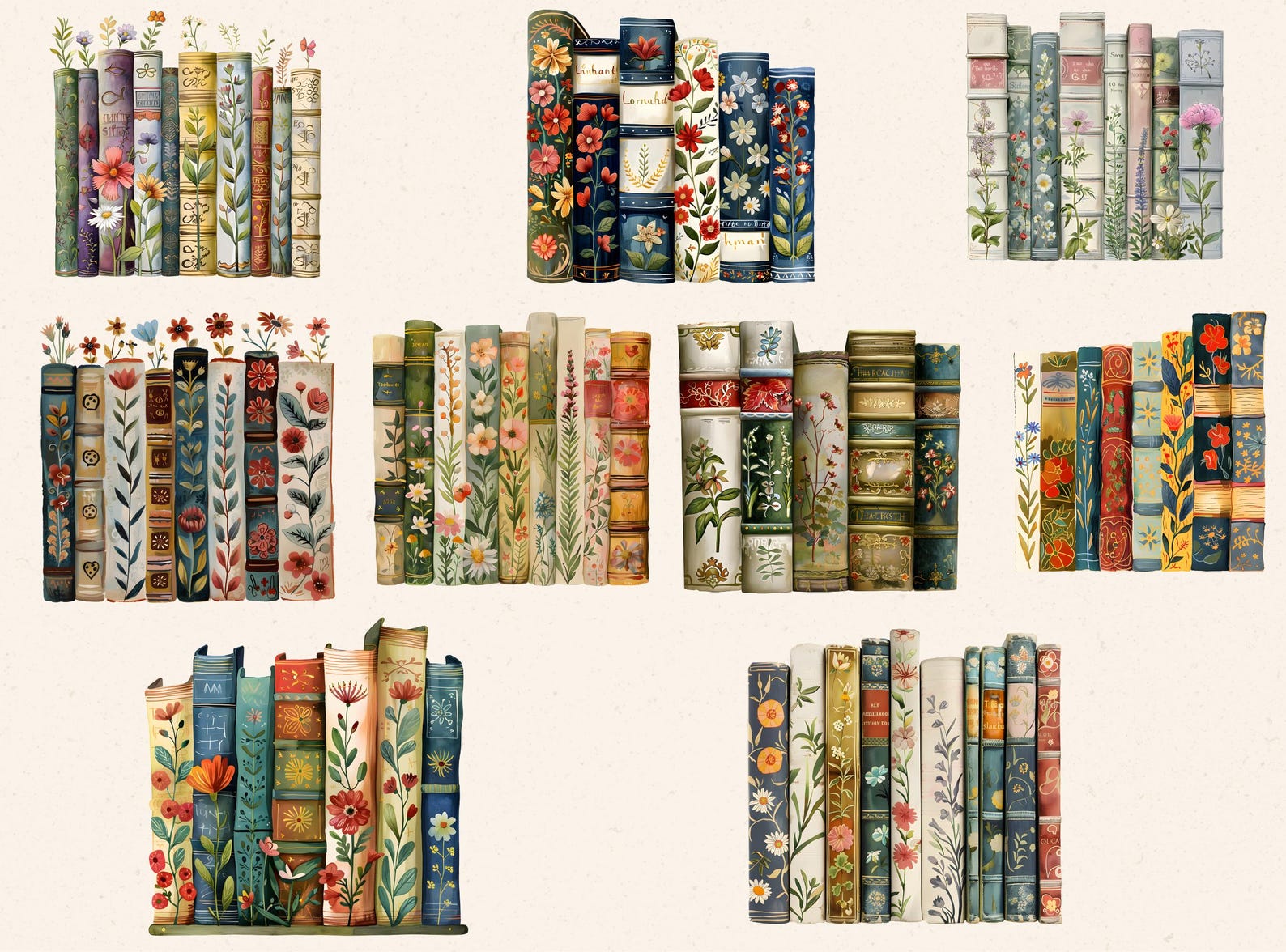 Clipart of Book Spines, Clipart Pack for Book Lovers, Book Border ...