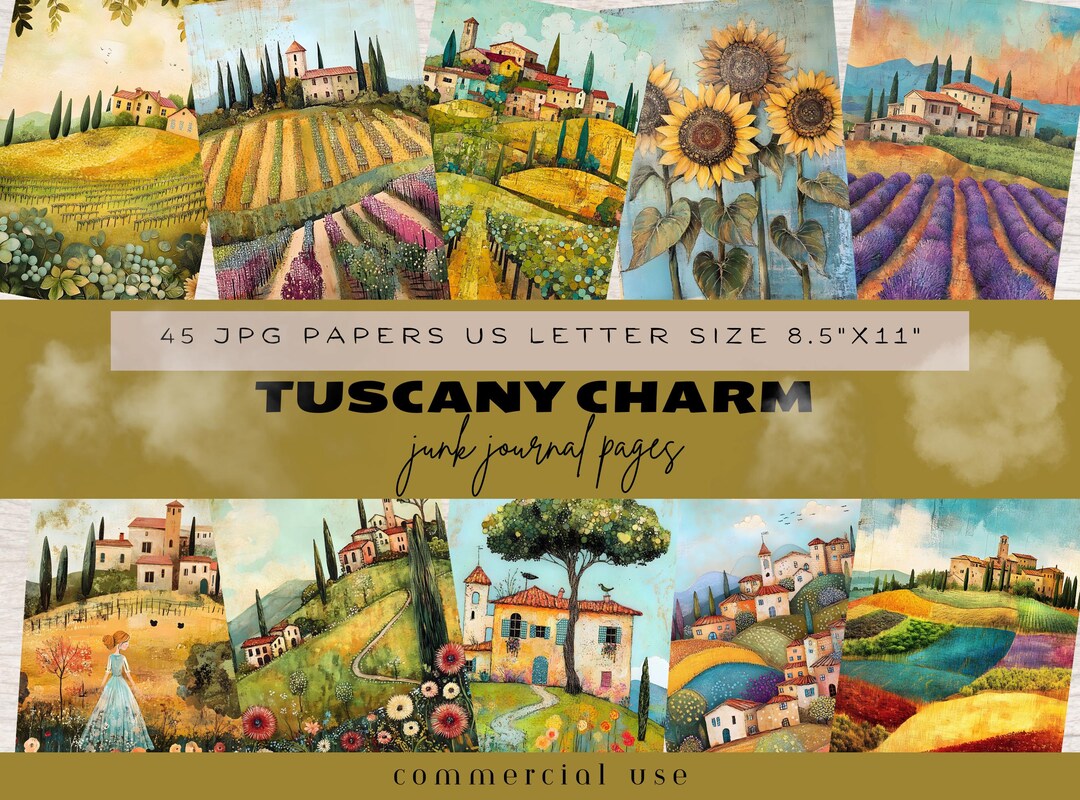 Italian Junk Journal Digitals, Tuscany Junk Journal Pages, Summer Junk ...