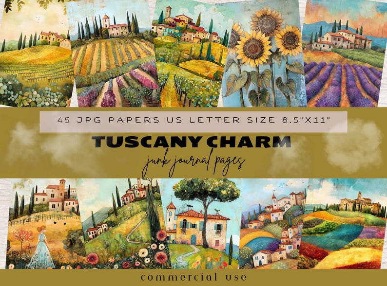 Italian Junk Journal Digitals, Tuscany Junk Journal Pages, Summer Junk ...