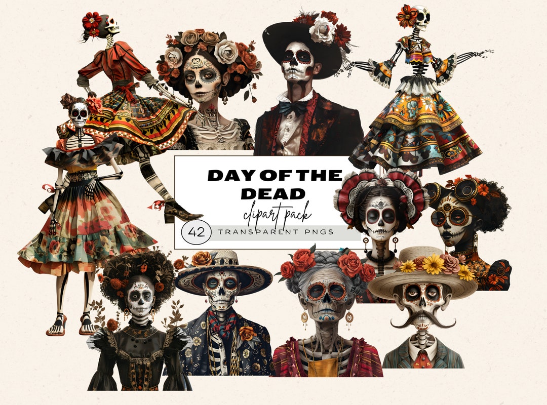Day of the Dead Clipart, Dia De Los Muertos, Mexican Clipart Bundle ...