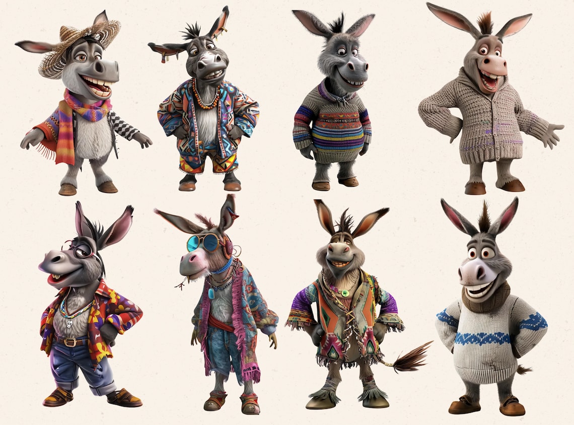 Funny Donkey Clipart, Bad Donkey Png, Cartoon Donkey Png, Digital ...