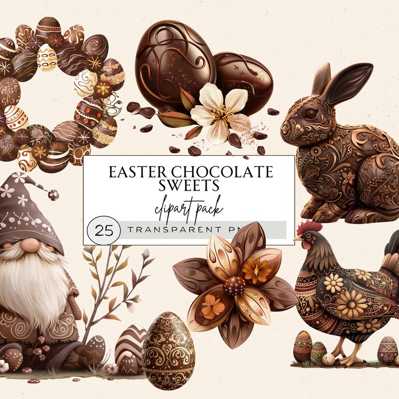 Chocolate Bunny Clipart - Etsy