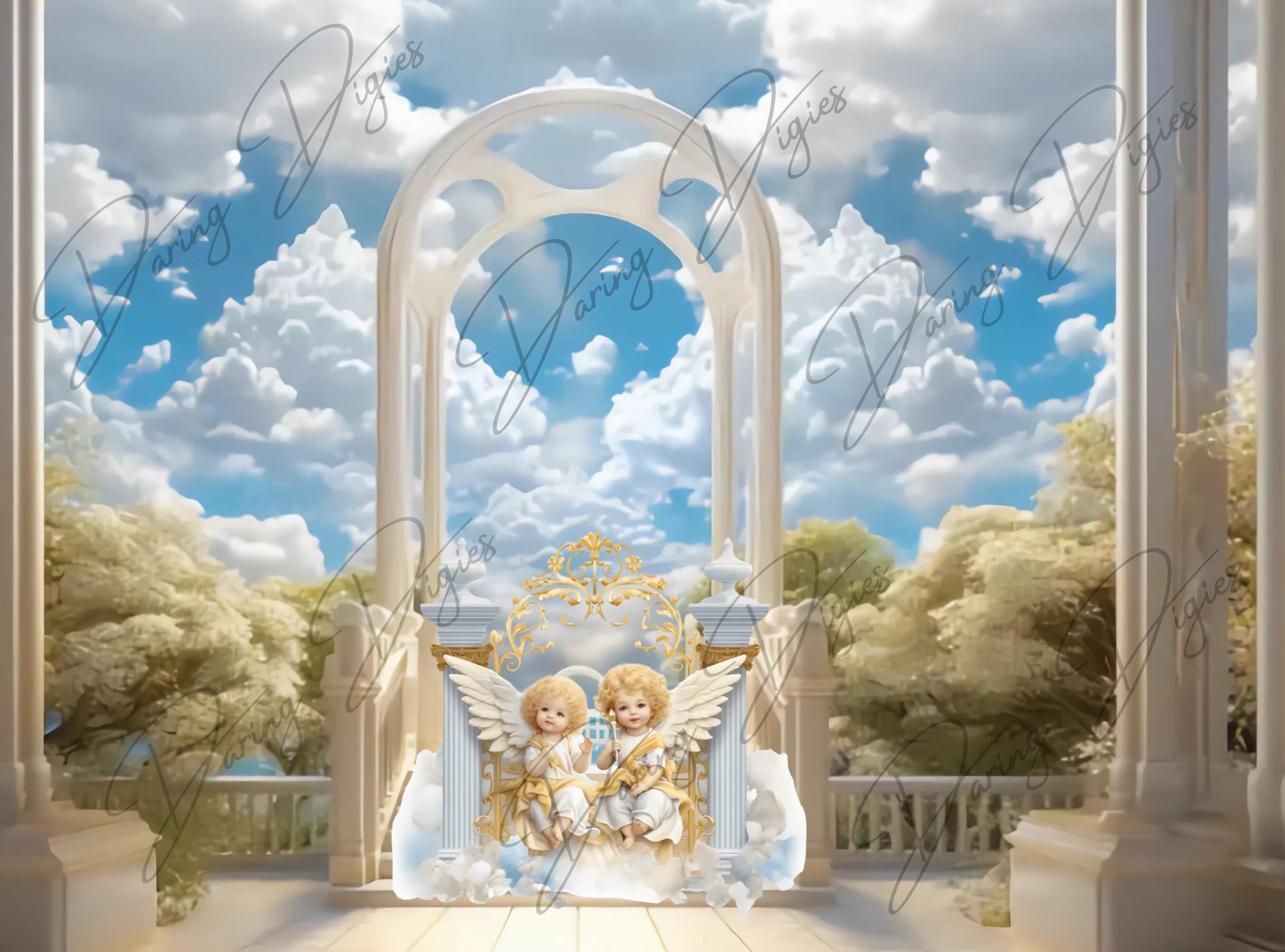 Angel Wings Entrance, Funeral Clipart, Gates to the Dimension, Wings ...