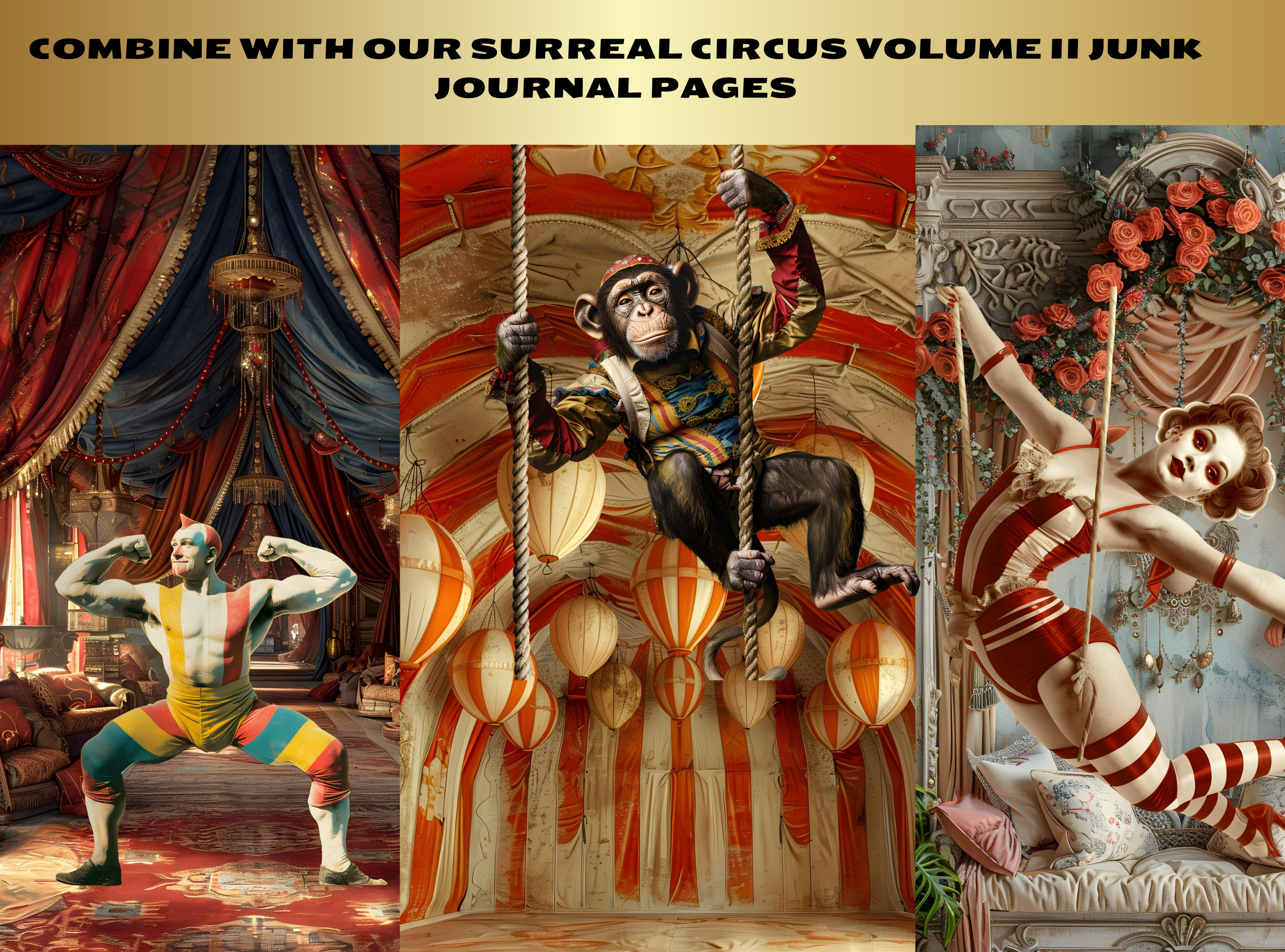 Circus Theme Clipart, Circus Junk Journal Kit, Vintage Circus Clipart ...
