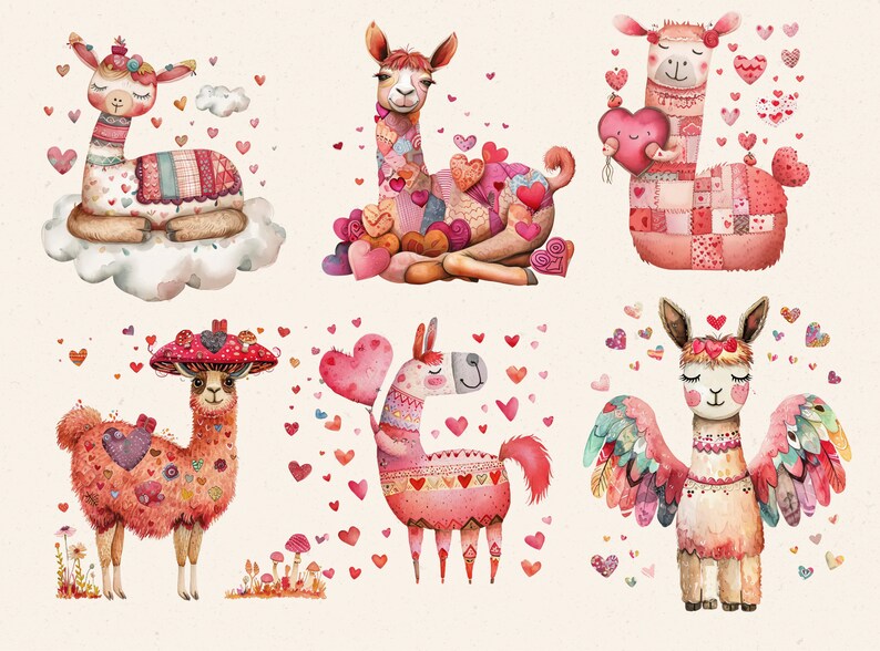 Valentine Llama Png, Llama Birthday Png, Llama Mug Png, Watercolor ...