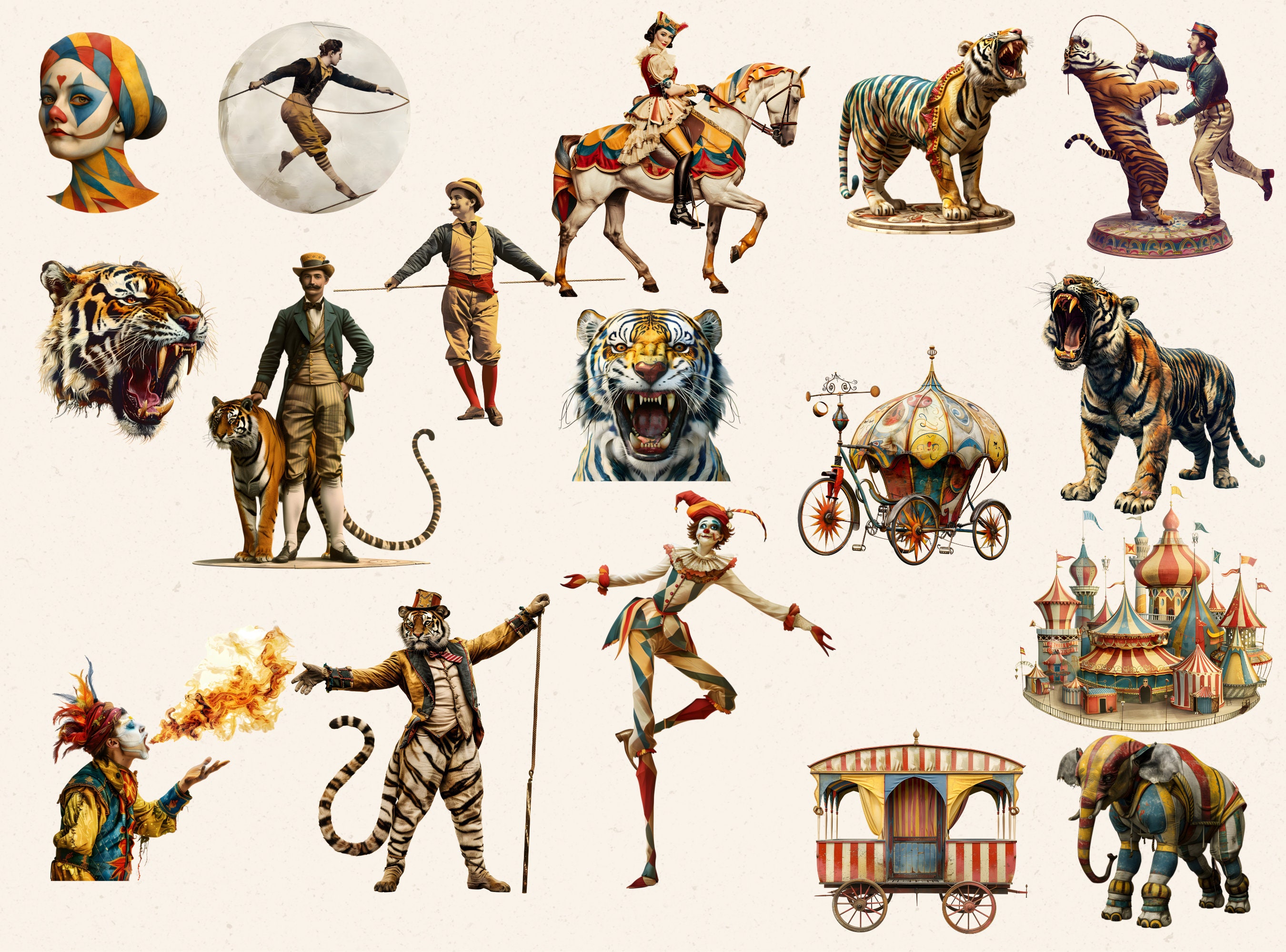 Circus Theme Clipart, Circus Junk Journal Kit, Vintage Circus Clipart ...
