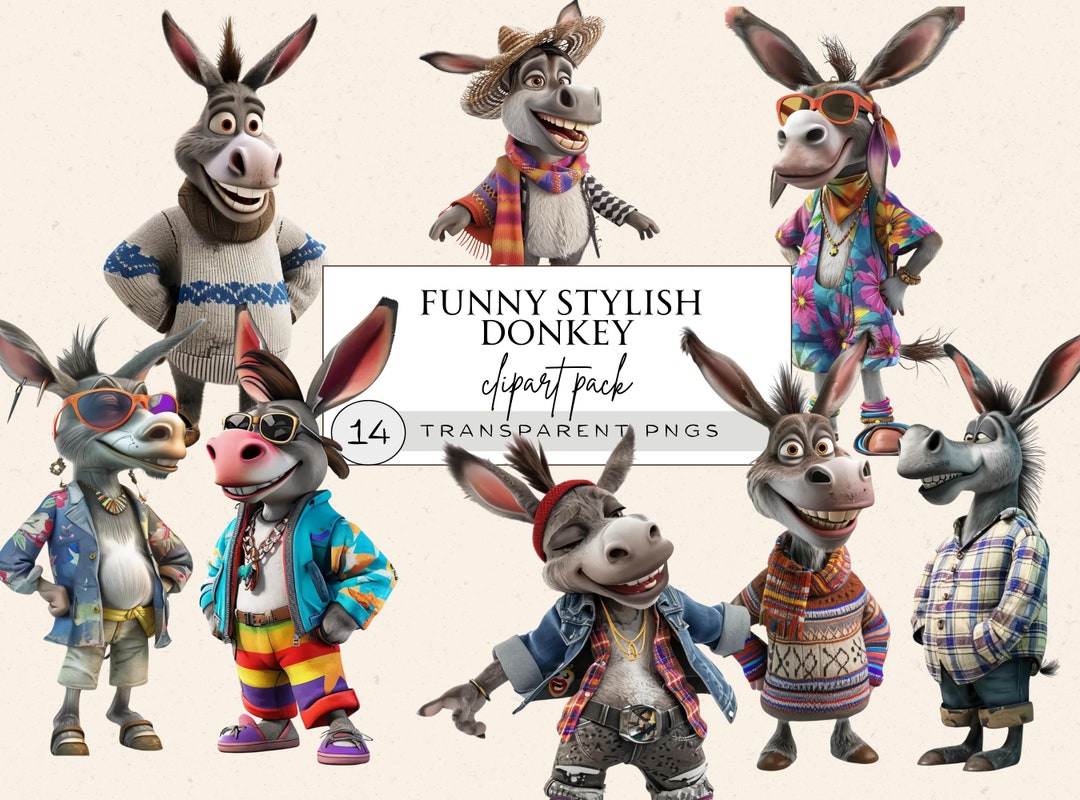 Funny Donkey Clipart, Bad Donkey Png, Cartoon Donkey Png, Digital ...