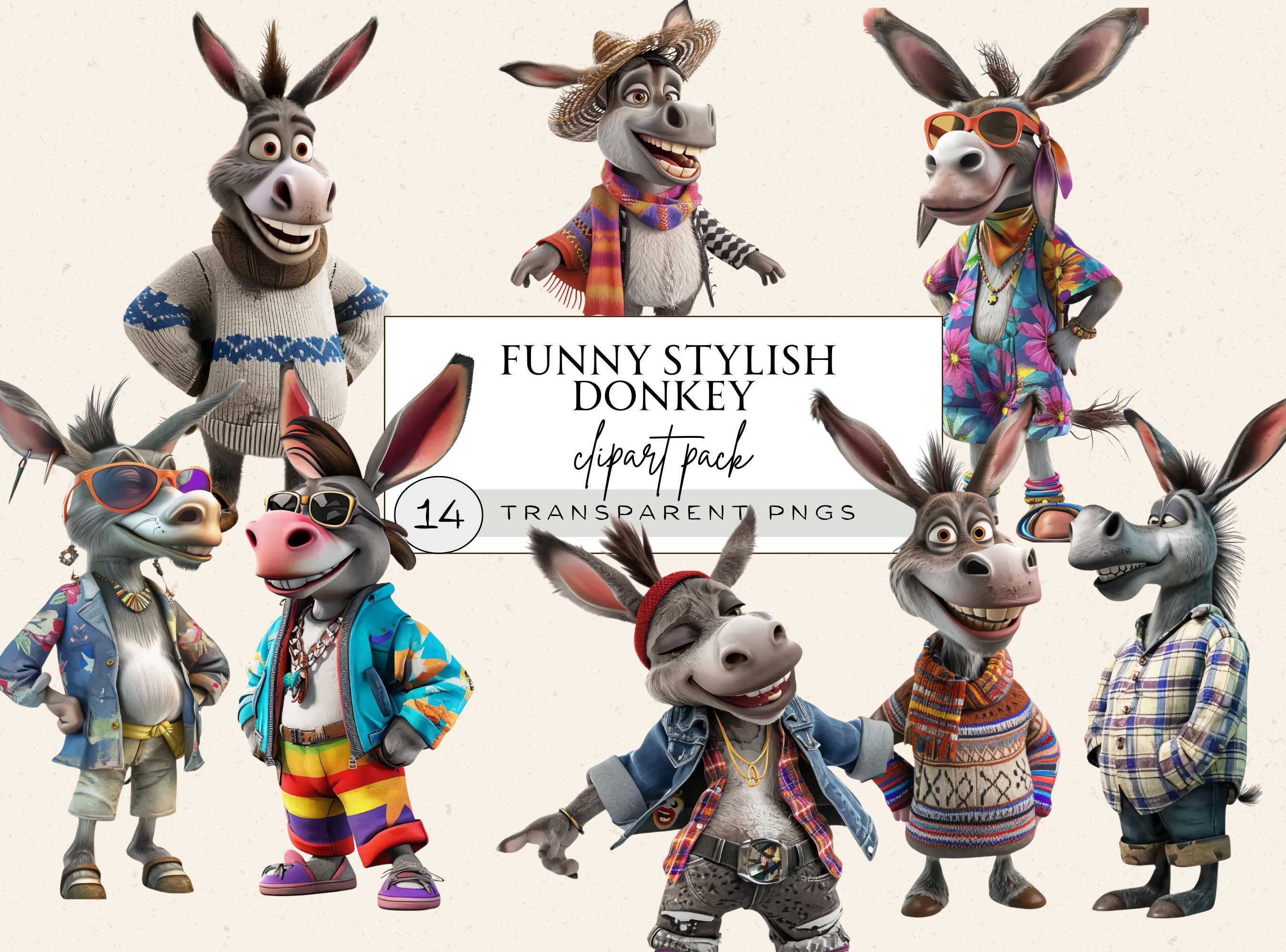 Funny Donkey Clipart, Bad Donkey Png, Cartoon Donkey Png, Digital ...