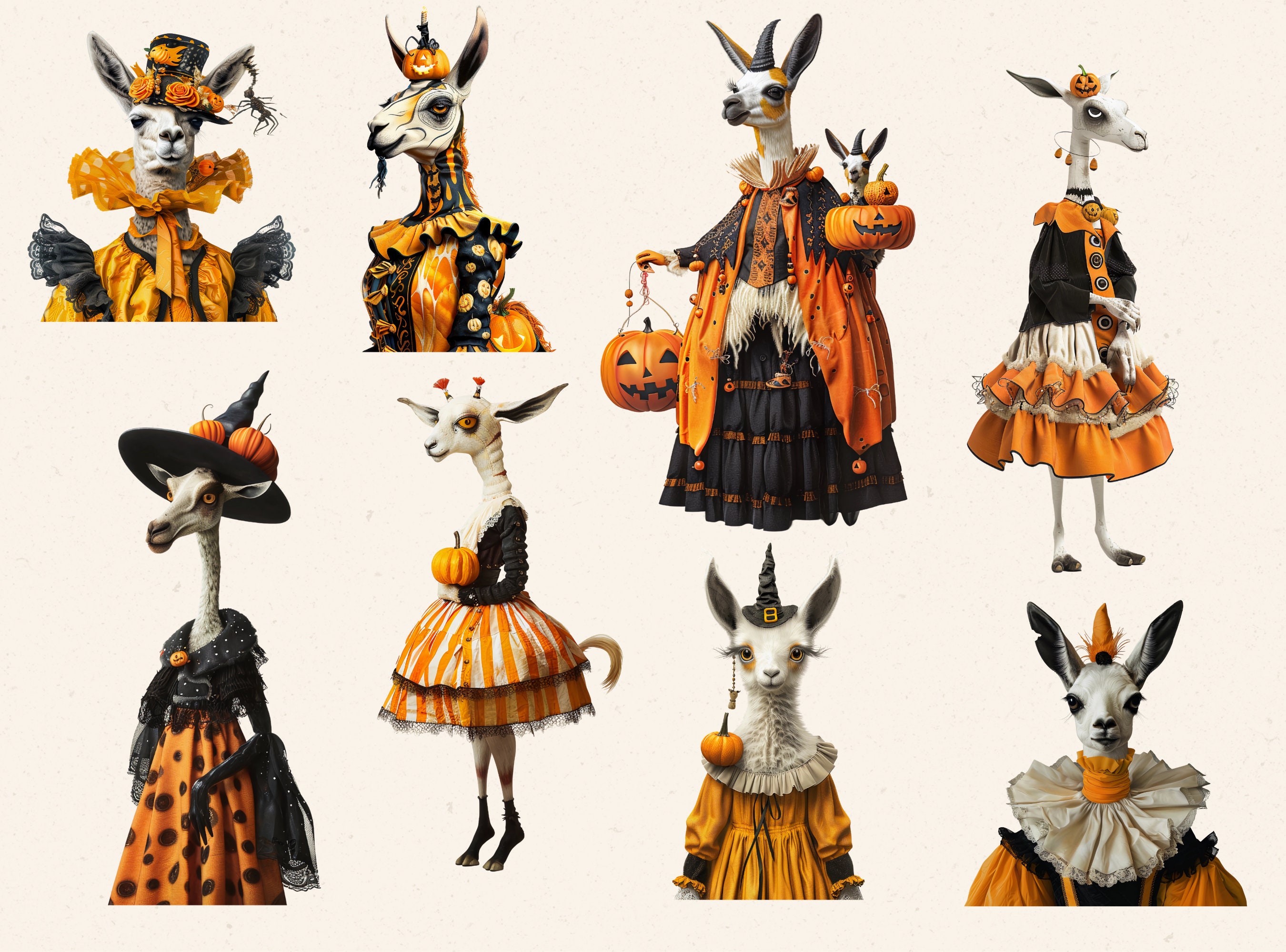 Watercolor Halloween Llama Clipart, Cute Llamas in Costumes, Llama ...