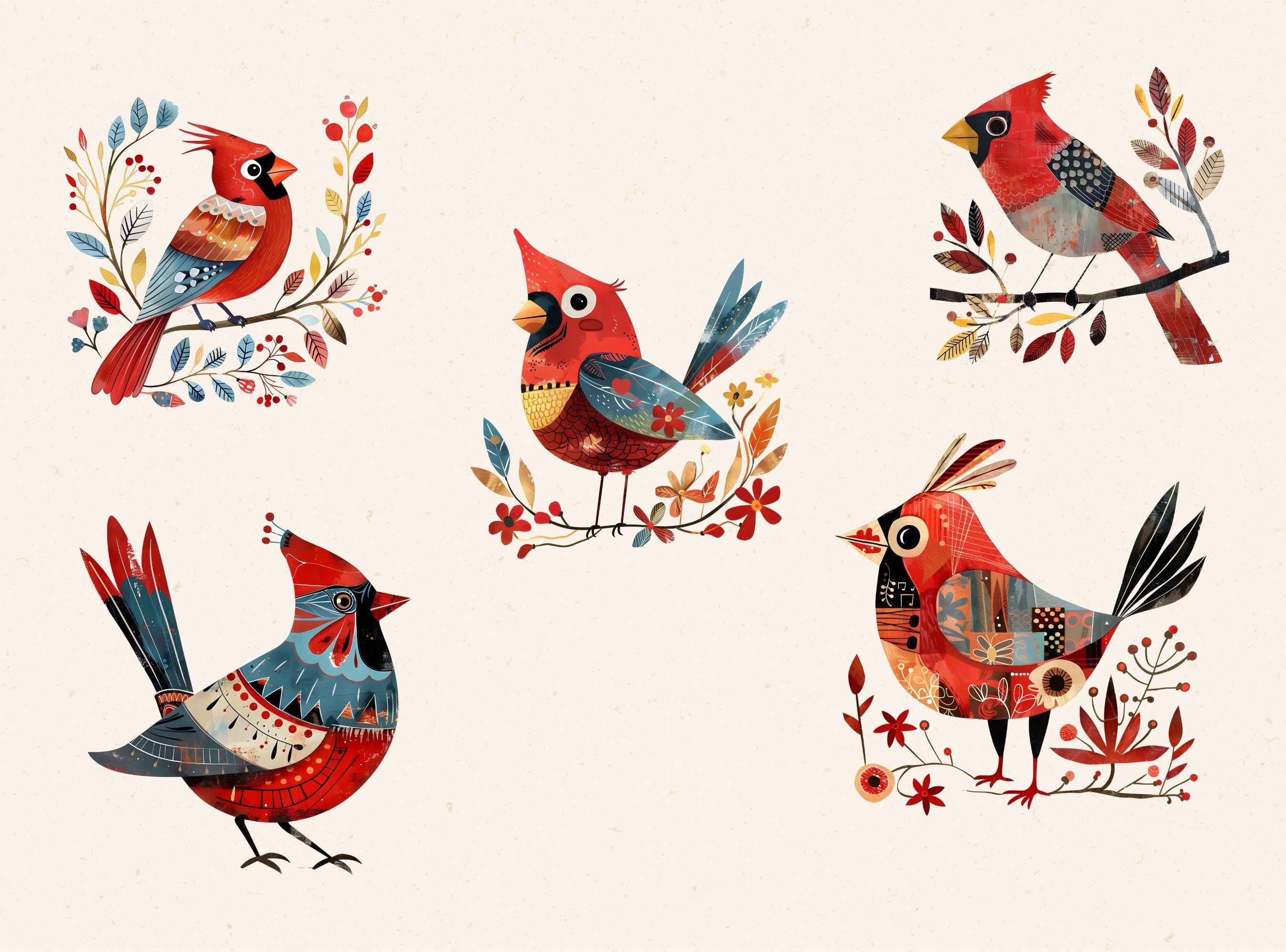 Folk Art Bird Clipart, Quirky Bird Png, Whimsical Bird Png, Funny and ...
