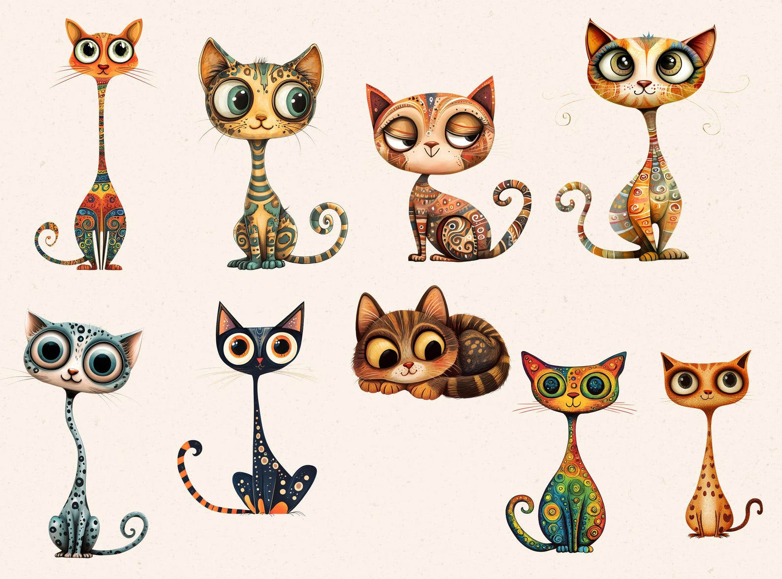 Quirky Cat Clipart, High Resolution Cat Clipart, Sleeping Cat Clipart ...