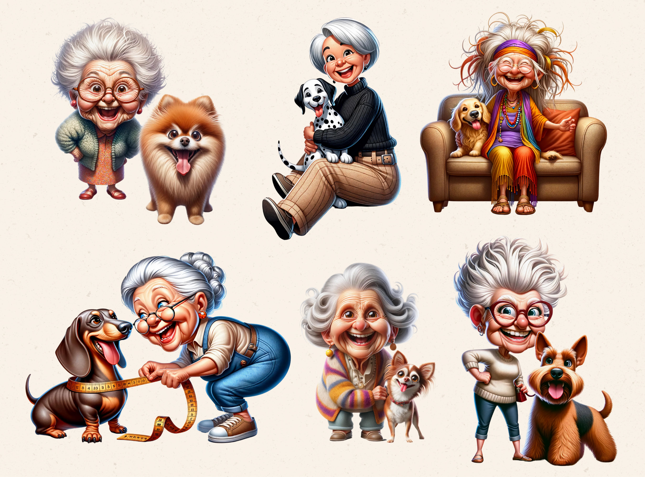 Crazy Grandma Png, Grandma and Dog Clipart, Funny Old Lady Png, Old ...
